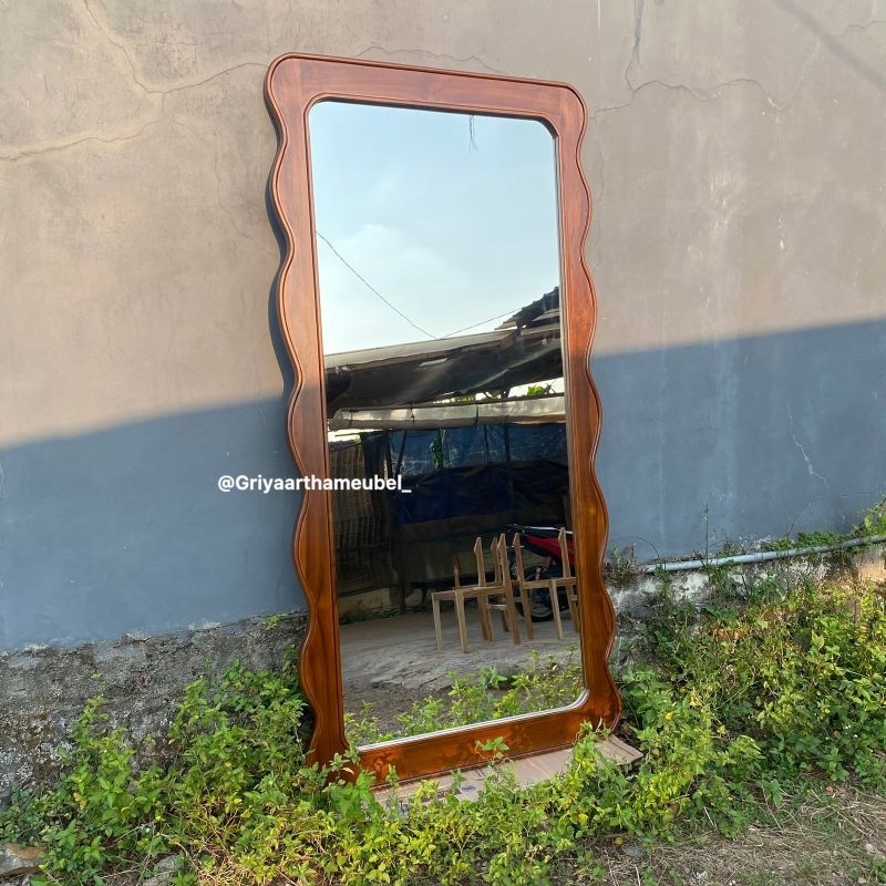 Jual cermin aesthetic frame kayu jati, mirror frame unik kayu | Shopee ...