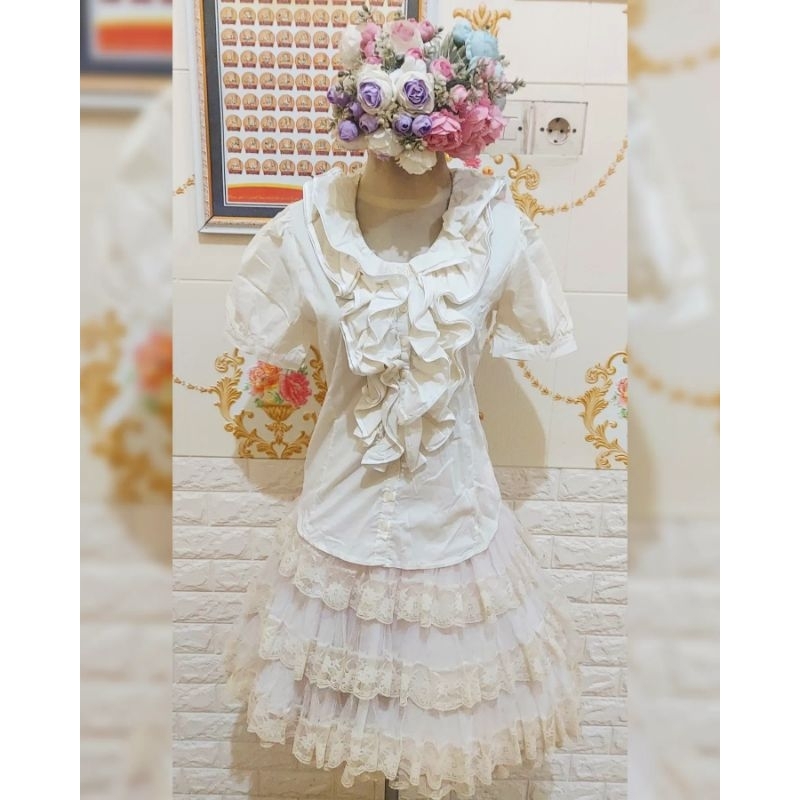 Jual Kawaii Ruffle Top Office | Shopee Indonesia