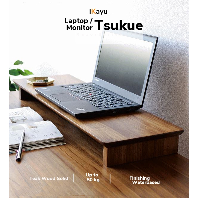 Jual Meja Monitor Desk Self Stand Monitor Kayu Jati Solid iKayu Razor ...