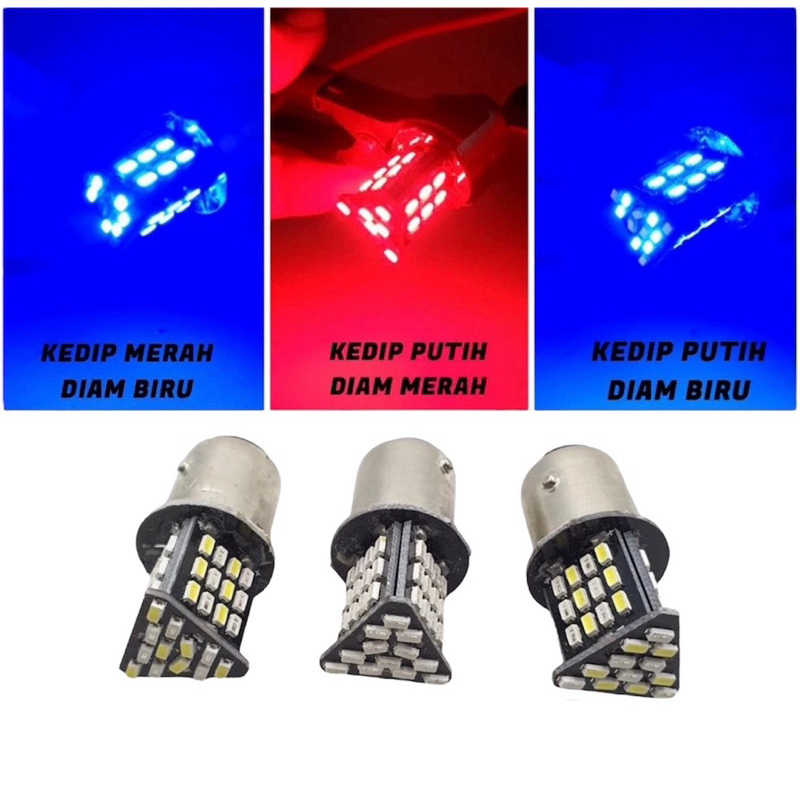 Jual Bohlam Stop SEGI TIGA 48 LED BAYONET KAKI PUTAR 2 WARNA MOBIL ...