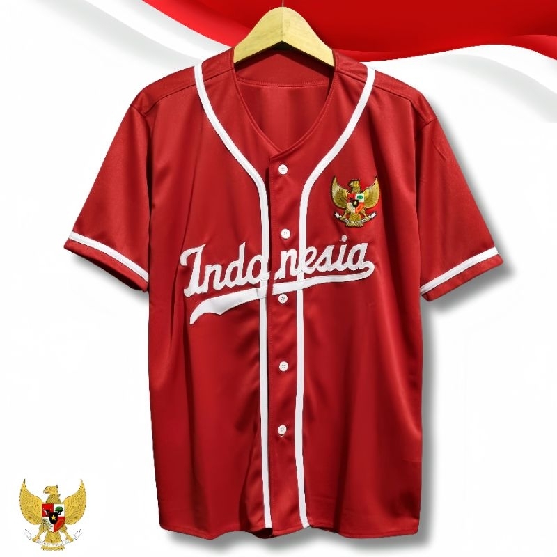 Jual Jersey Baseball Indonesia Kemerdekaan HUT RI Merah Putih Unisex ...