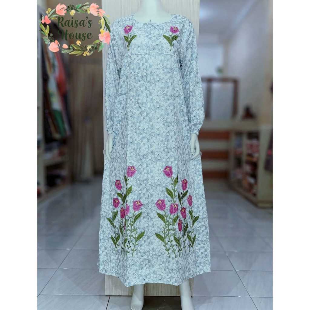 Jual DASTER LONGDRESS BORDIR KHAS MALANG - LENGAN PANJANG | POWDER BLUE ...