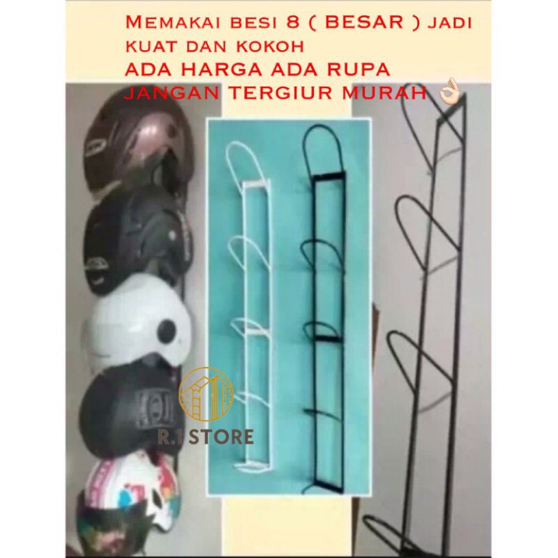 Jual Rak helm, Standing helm, memakai besi 8 mm pastinya lebih kuat dan ...