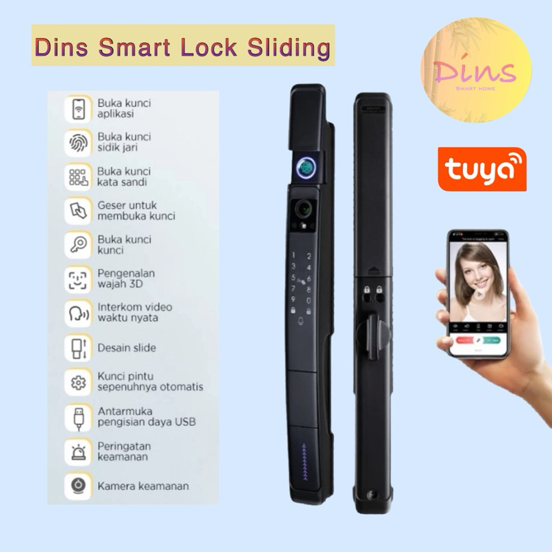 Jual Dins Smart Door Lock Pintu Sliding/Geser Aluminium Kayu PVC ...