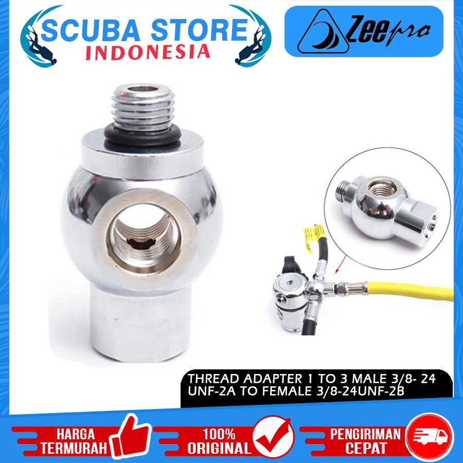 Jual Thread Adapter Zeepro 1 To 3 Male Female 3/8-24UNF Spare Part Low ...