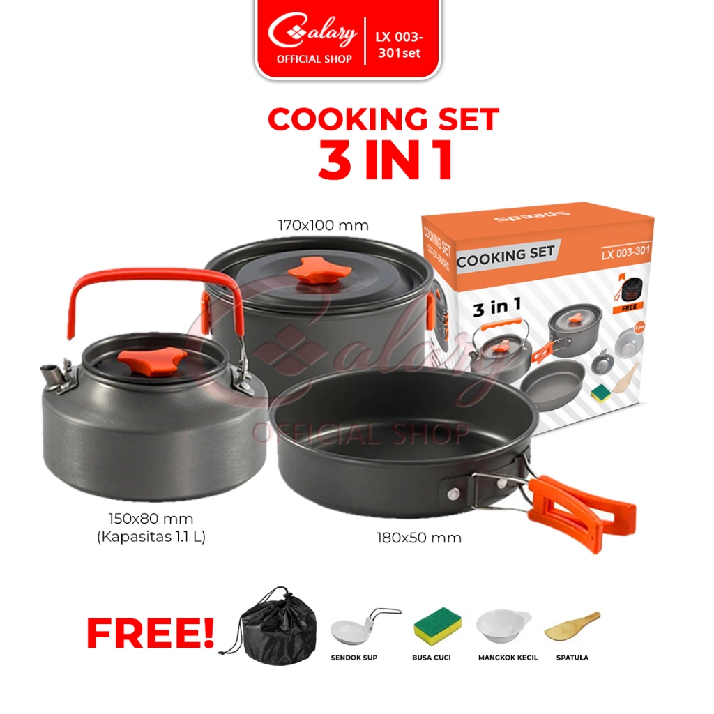 Jual 𝐂𝐀𝐋𝐀𝐑𝐘 Panci Nesting Alat Masak Piknik 3in1 Portable Nature ...
