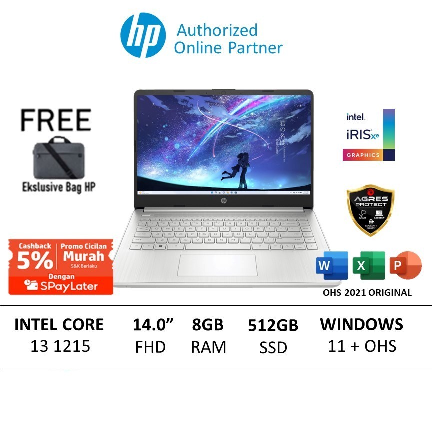 Jual LAPTOP HP 14S DQ5115TU - INTEL CORE I3 - 1215U 8GB/512SSD W11+OHS ...