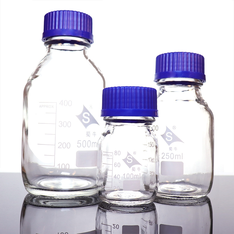 Jual Botol Kaca Laboratorium SHUNIU dengan Tutup Biru Tahan Lama dan ...