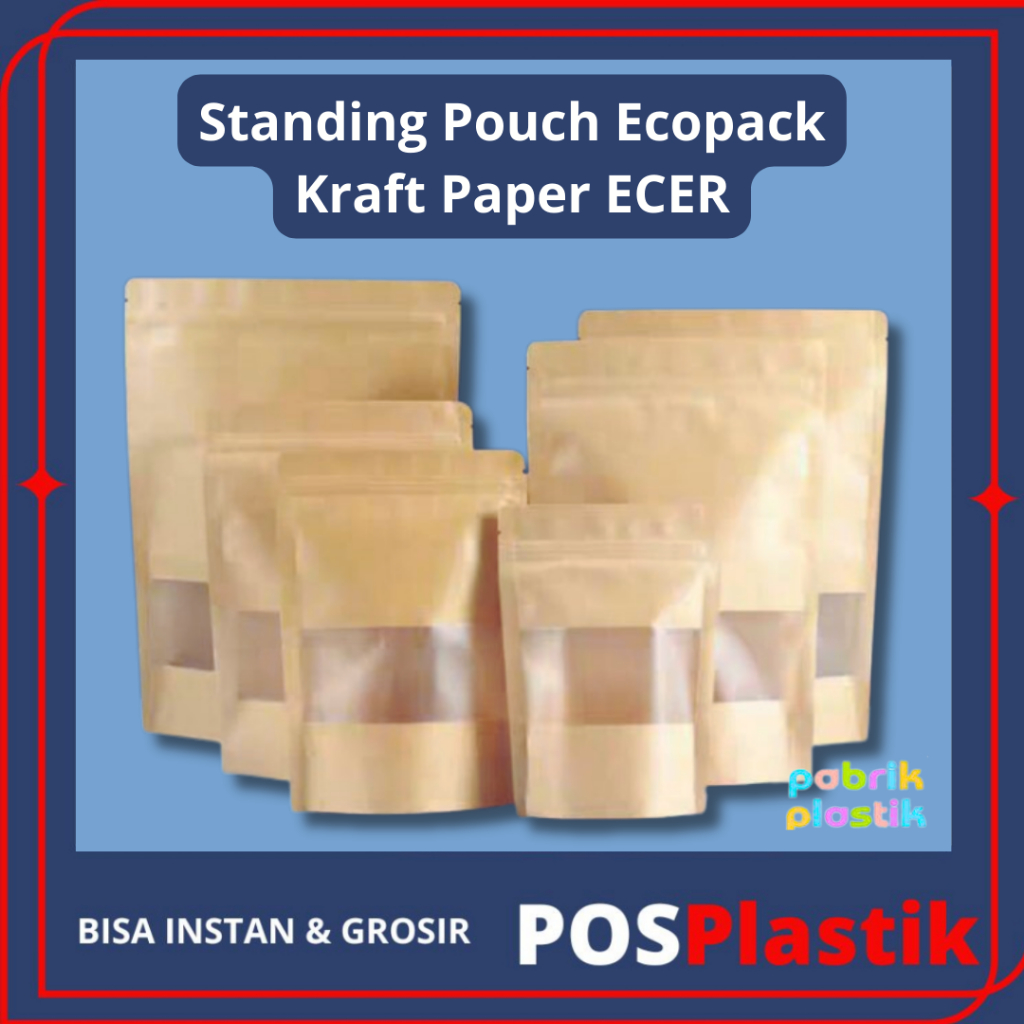 Jual [1-lbr] STP Standing Pouch Ecopack Kpack/ Kertas Paper Kraft (150 ...