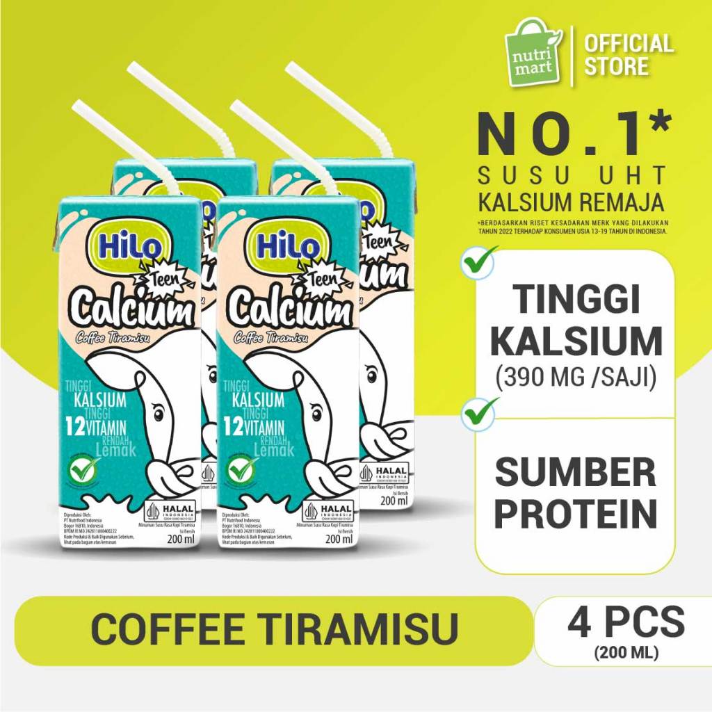 Jual 4 Pack - HiLo Teen UHT Coffee Tiramisu Milk 200 ml RTD Ready to ...