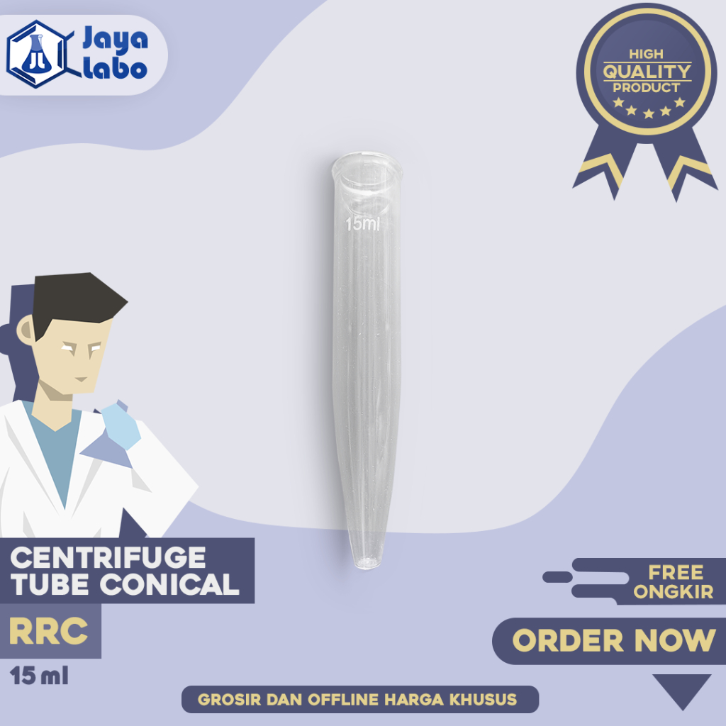 Jual CENTRIFUGE TUBE CONICAL 15 ml / Tabung Sentrifus RRC Laboratorium ...