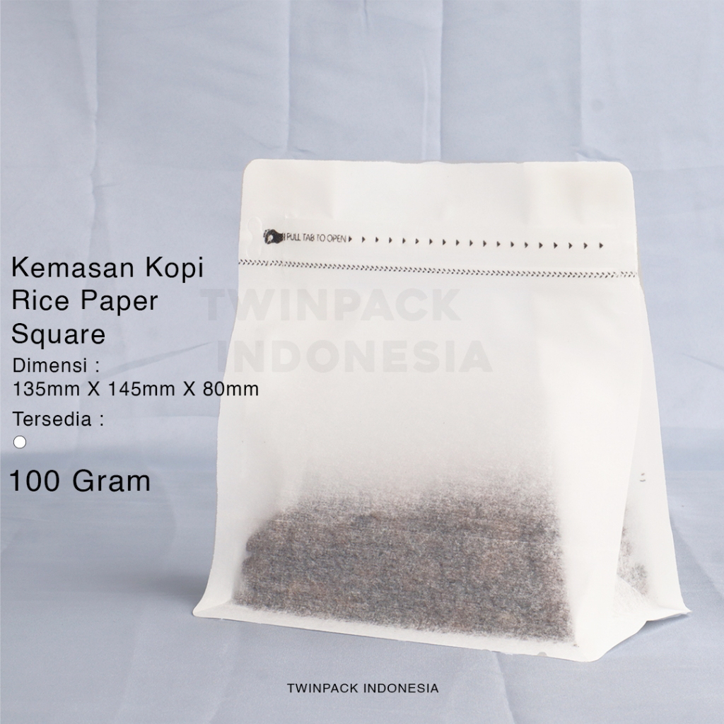 Jual Kemasan Kopi 100 Gram Ziplock Rice Paper Putih Flat Bottom Square pouch Wide | Shopee Indonesia