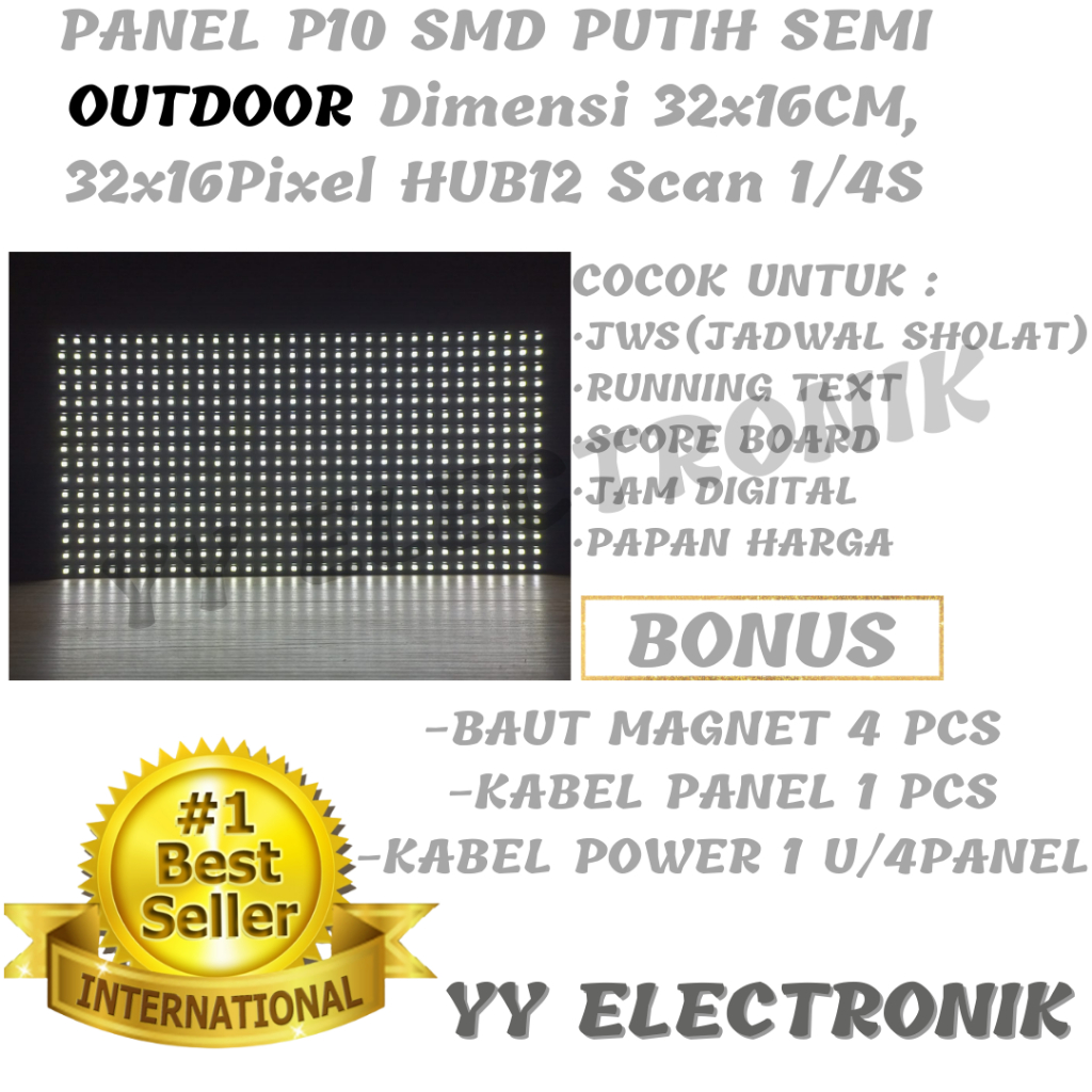 Jual panel Module Modul Led P10 Running Text SMD Putih Indoor Semi ...