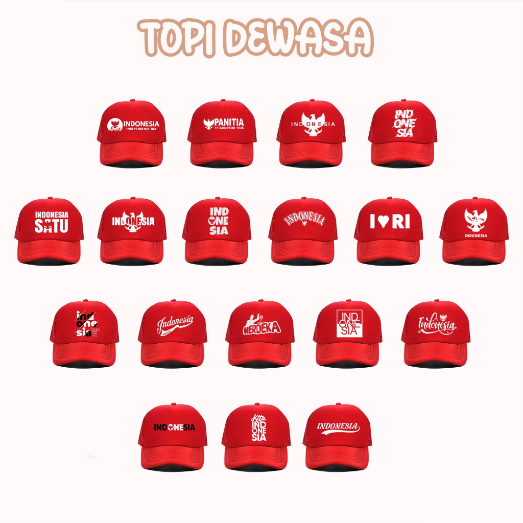 Jual Topi HUT RI Hari Kemerdekaan Indonesia Trucker Dewasa | Shopee ...