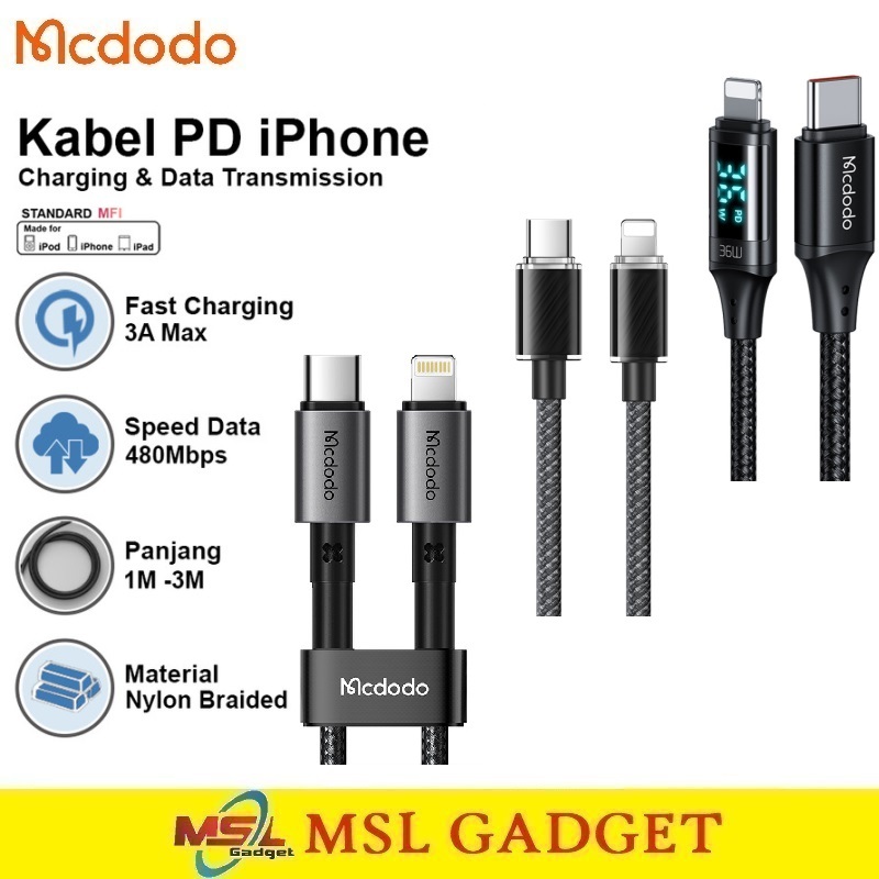 Jual Mcdodo Kabel Data iPhone USB Type C to Lightning Panjang Pendek PD ...