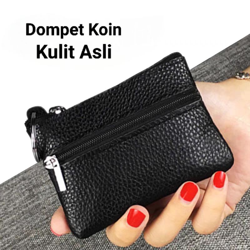 Jual DC438 / Dompet Koin Kulit Sapi Lapisan Pertama Tas Kunci Wanita Ritsleting Coin Pouch ...