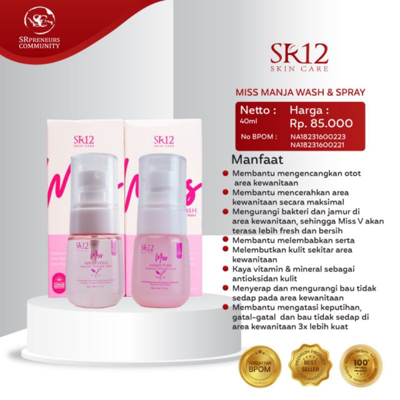 Jual paket miss manja SR12 SPRAY DAN WASH netto 40ml | Shopee Indonesia