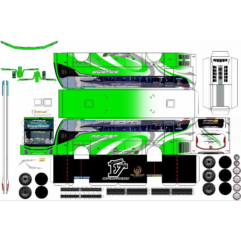 Jual LEMBARAN POLA BUS CASPER JET BUS 5 / PAPERCRAFT KERAJINAN MINIATUR ...