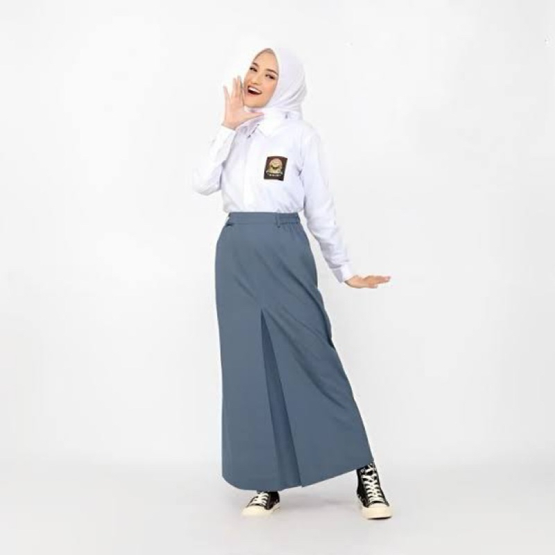 Jual Rok SPAN BELAH TENGAH Rempel 1 Depan / Seragam Sekolah / Kerja ...