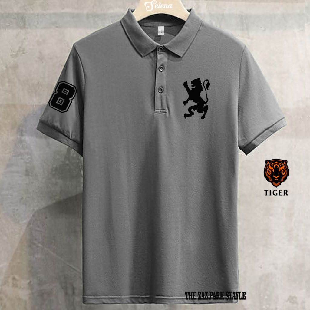 Jual COD T-shrit POLO kerah Singa 8 Text Hitam Kaos polo Kerah Dewasa Shirt / Kaos Wangki Pria ...