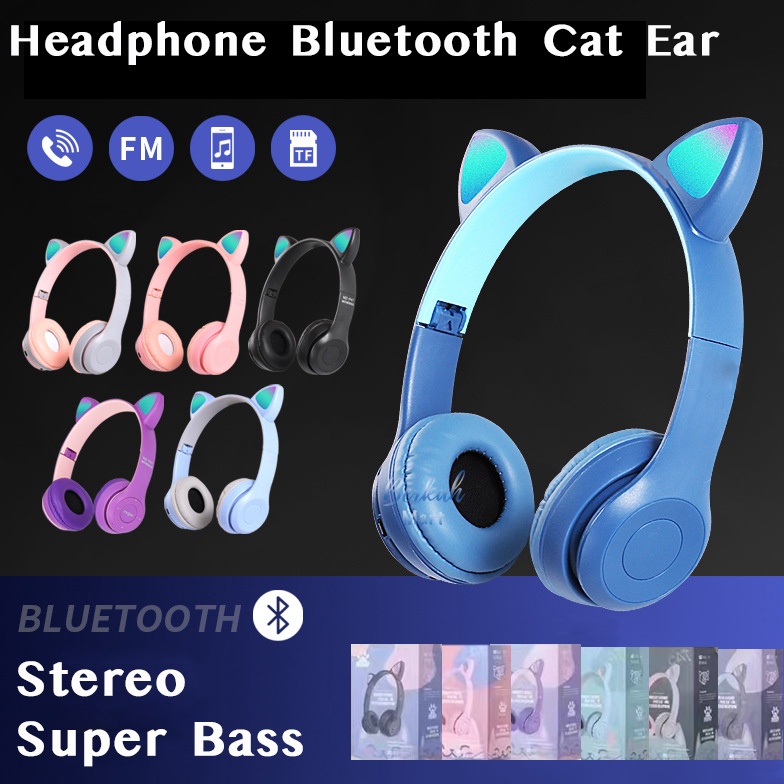 Jual KODE C13R COD Headphone Bluetooth Model Telinga Kucing LED ...