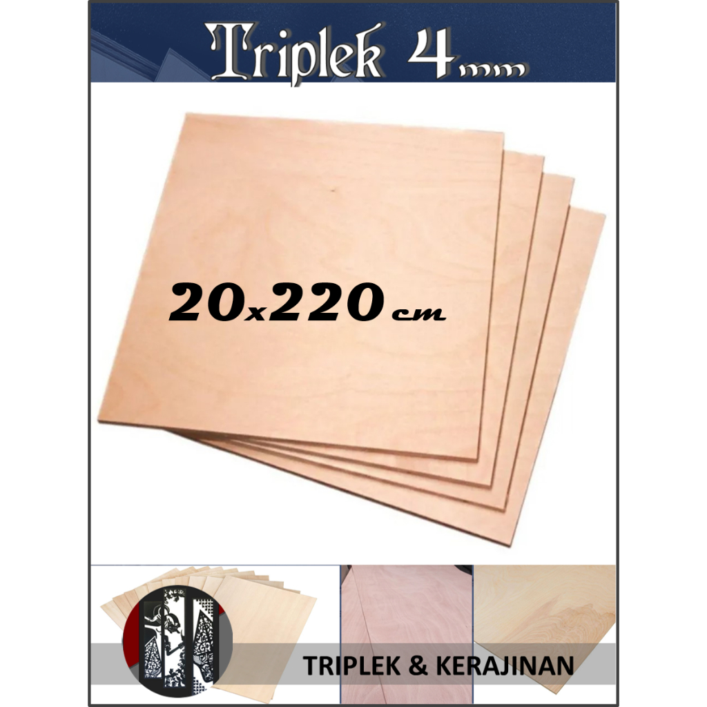 Jual Triplek 4mm 20x220 cm (isi 4 lembar) | (Plywood Multiplek 4 mm 20 ...