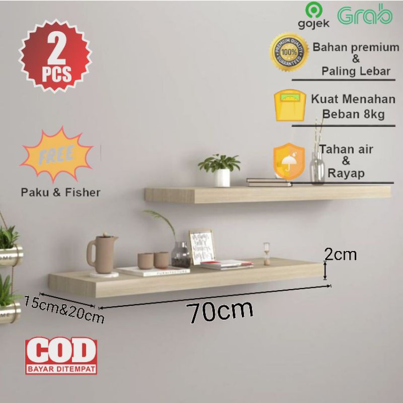 Jual Rak AMBALAN dinding minimalis serbaguna isi (2pcs) size :70x15 ...