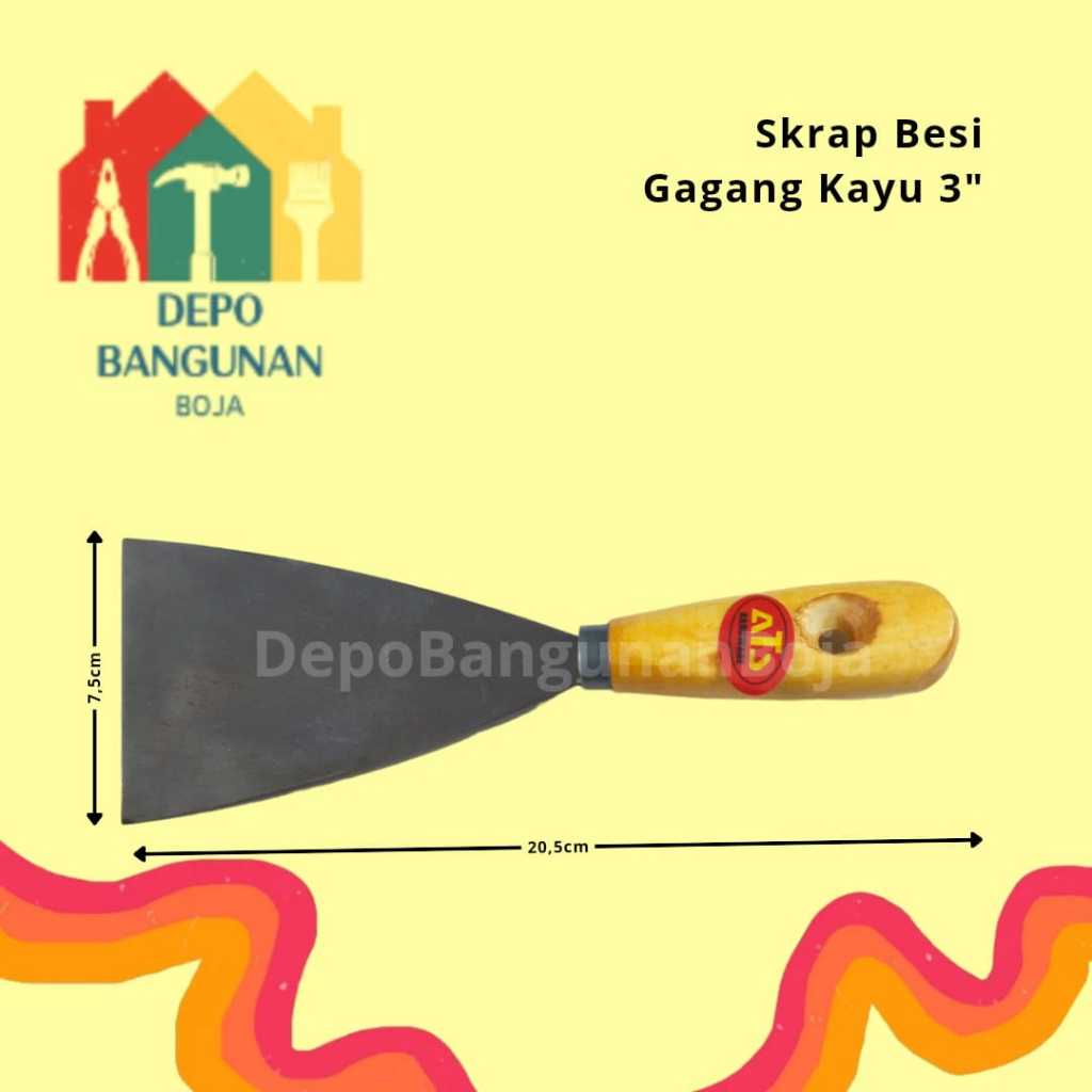 Jual 19.3 (3") Skrap Besi gagang Kayu / Skrap Besi / Scrapper | Shopee ...