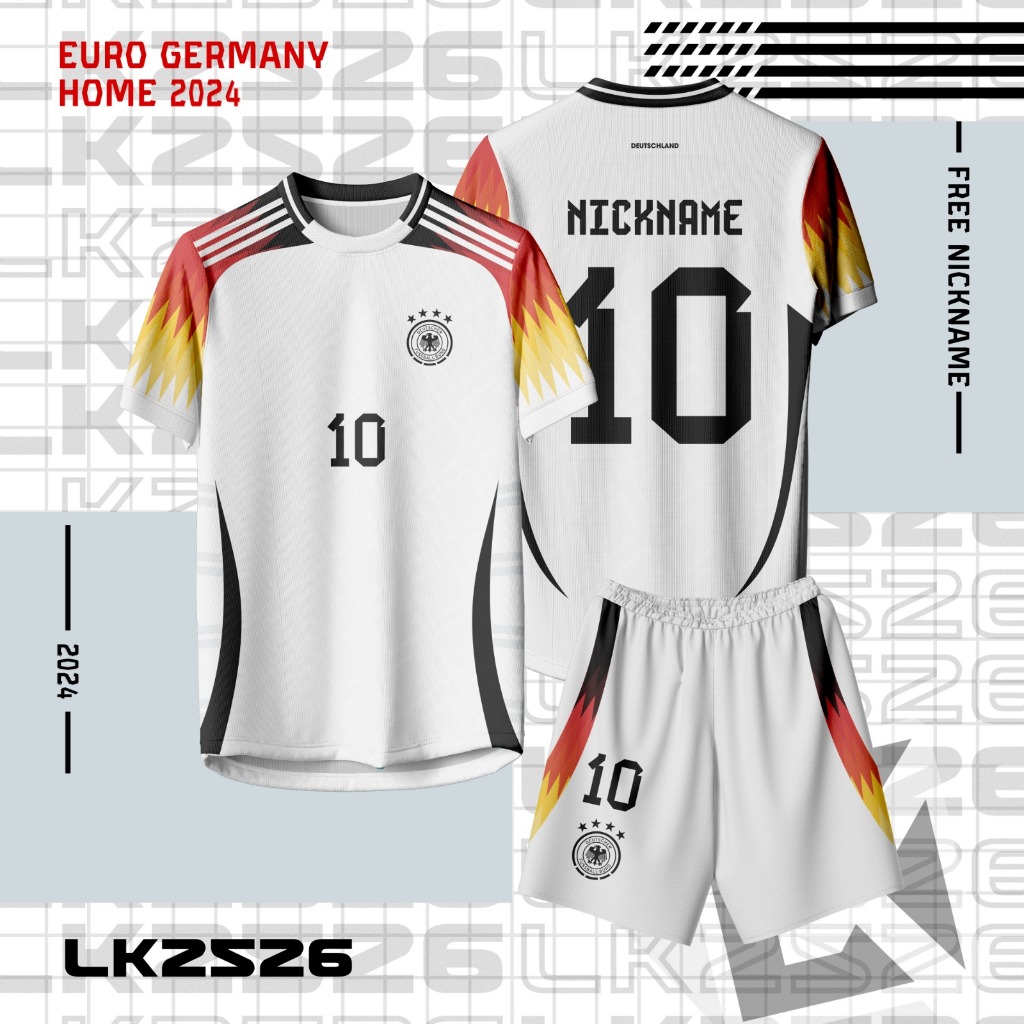 Jual Jersey Club Bola Custom - DEUTSCHLAND EURO HOME 2024 | Gratis Nama ...
