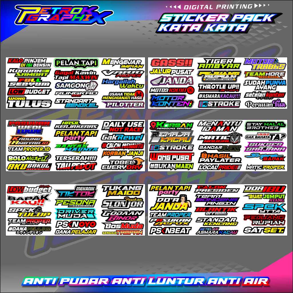 Jual STICKER PACK KATA KATA VIRAL / STICKER KATA KATA TERBARU / STICKER ...
