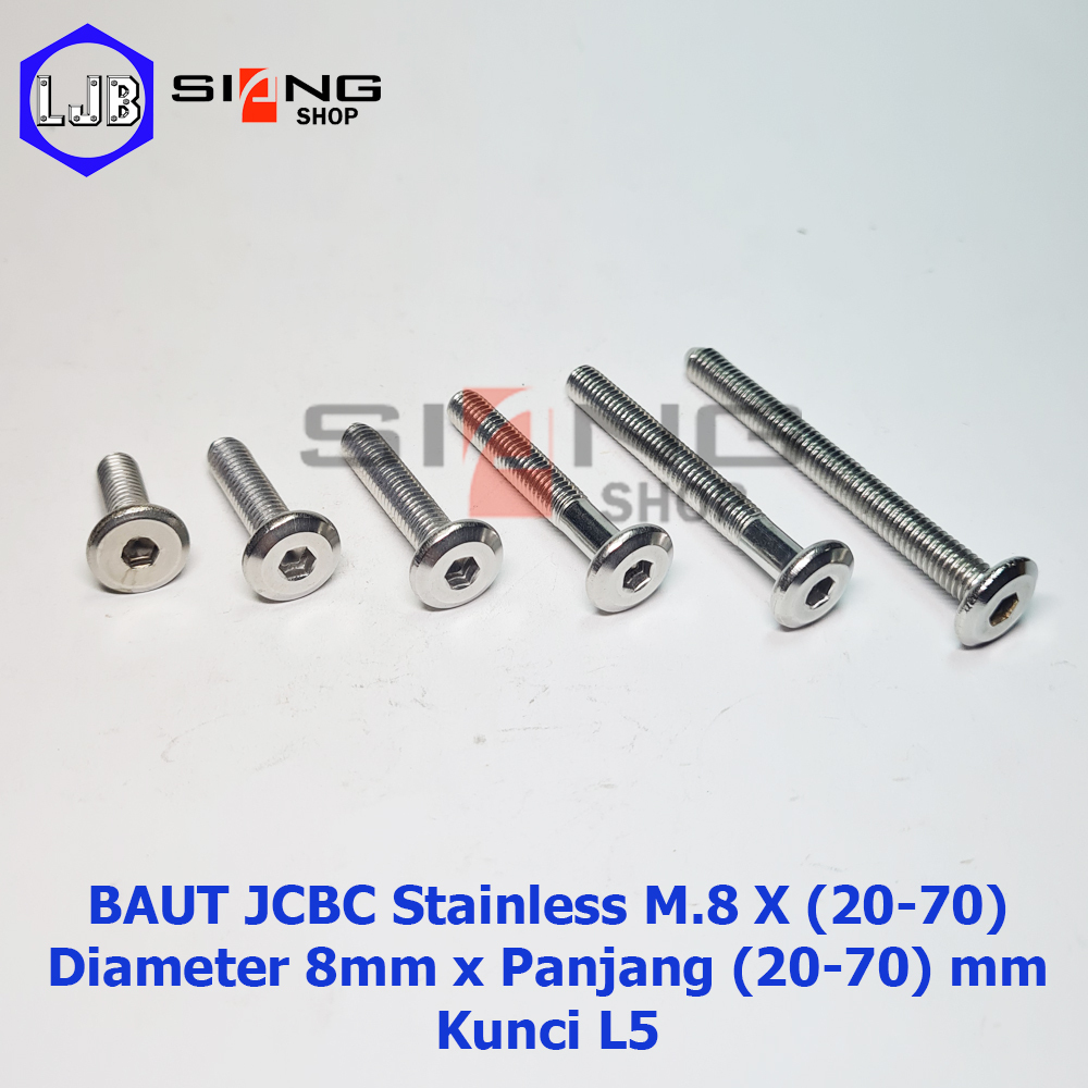 Jual Baut JCBC Stainless M8 Panjang 20 sd 70mm (Baut Speaker/Furniture) | Shopee Indonesia