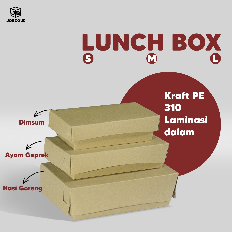 Jual Lunch Box M isi 50 & 100 pcs Bahan Kraft 310 gsm FULL LAMINASI / Lunch Box Kraft / Lunch ...