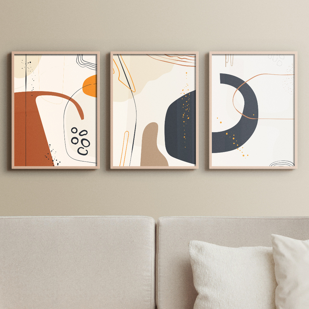 Jual Poster Abstract Lines and Shapes Frame Kayu Poster Minimalis ...