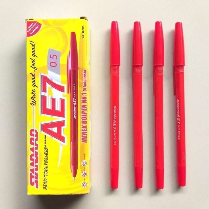 Jual Pulpen Standard - Ballpoint AE7 merah (1 BOX / 12 PCS) | Shopee ...