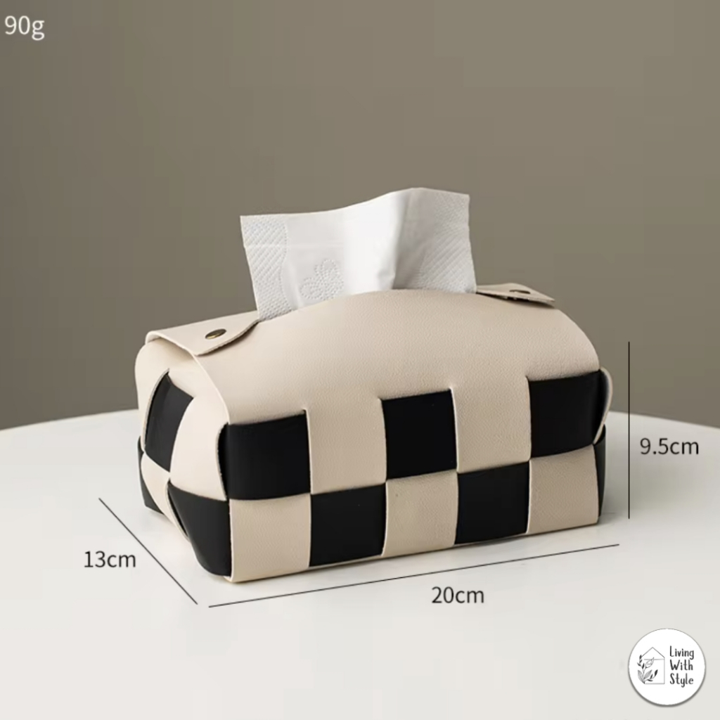 Jual Living With Style - Checkered Style Leather Tissue Case / Tempat ...