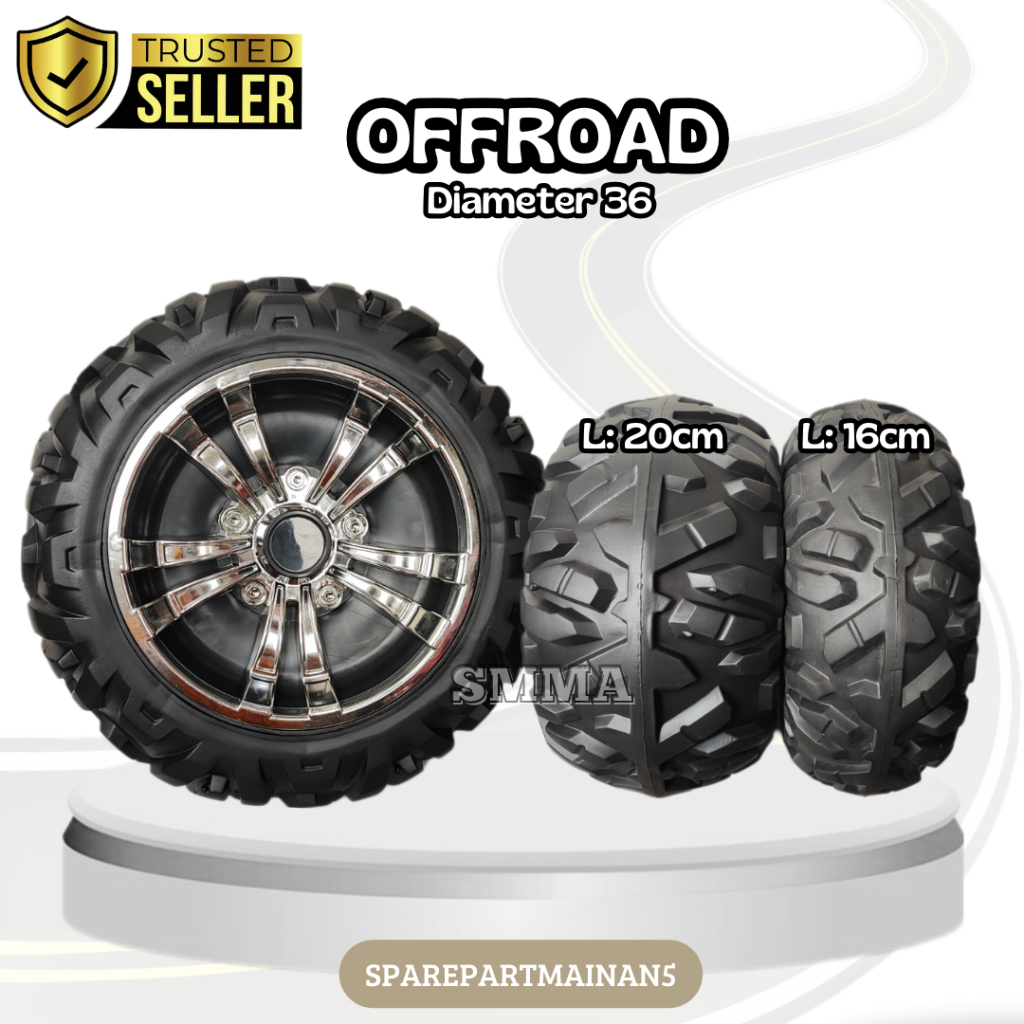 Jual SMA5 || Ban Roda Mobil Mainan Aki Full Karet Ukuran 36cm Roda ...