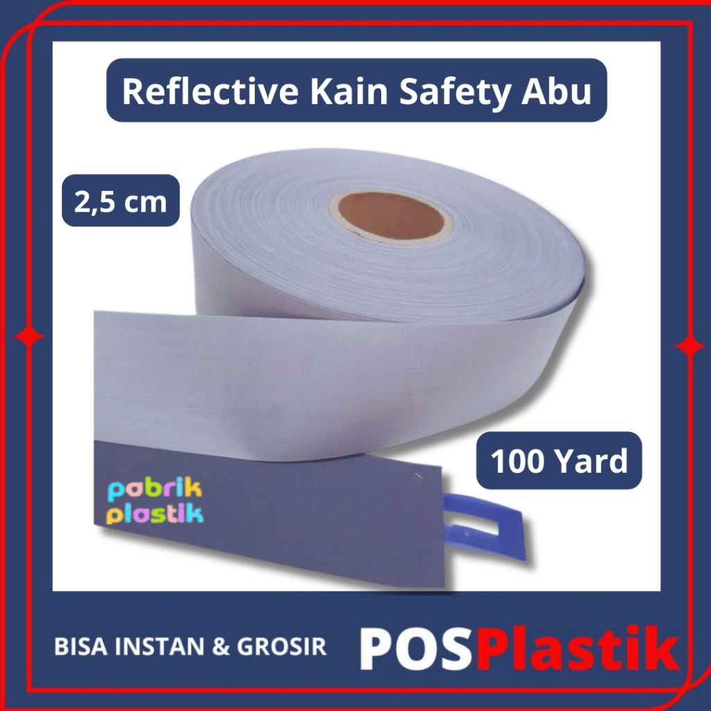 Jual Pita Skotlet Scotlite Scotlight Reflective Kain safety Abu 2.5cm ...