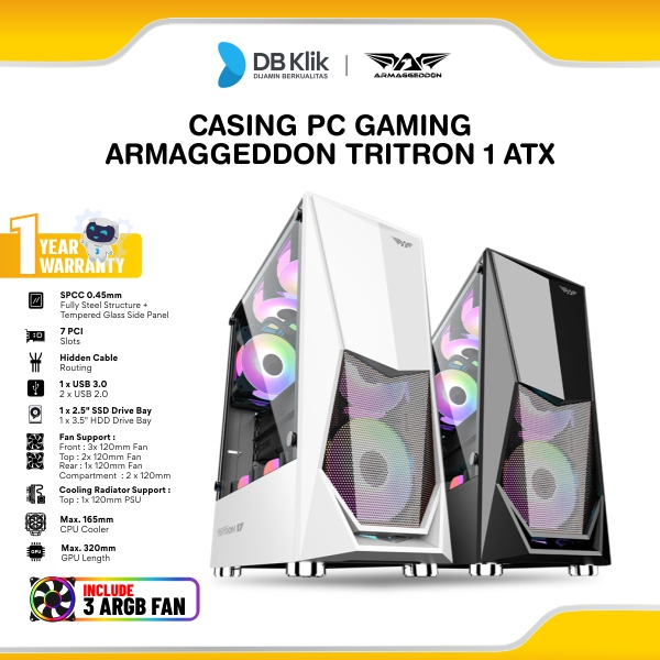 Jual Casing PC Gaming Armaggeddon Tritron 1 ATX with ARGB Fan | Shopee ...