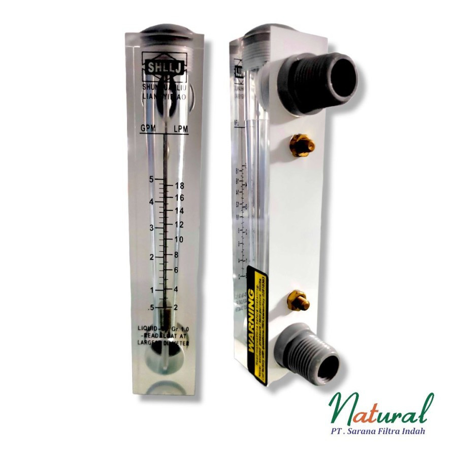 Jual Flow Meter / Rotameter 0,5 - 5 GPM, In Dan Out 1/2 Inch Model ...
