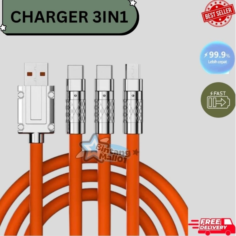 Jual KABEL DATA USB 3 IN 1 SUPER FAST CHARGER | Shopee Indonesia