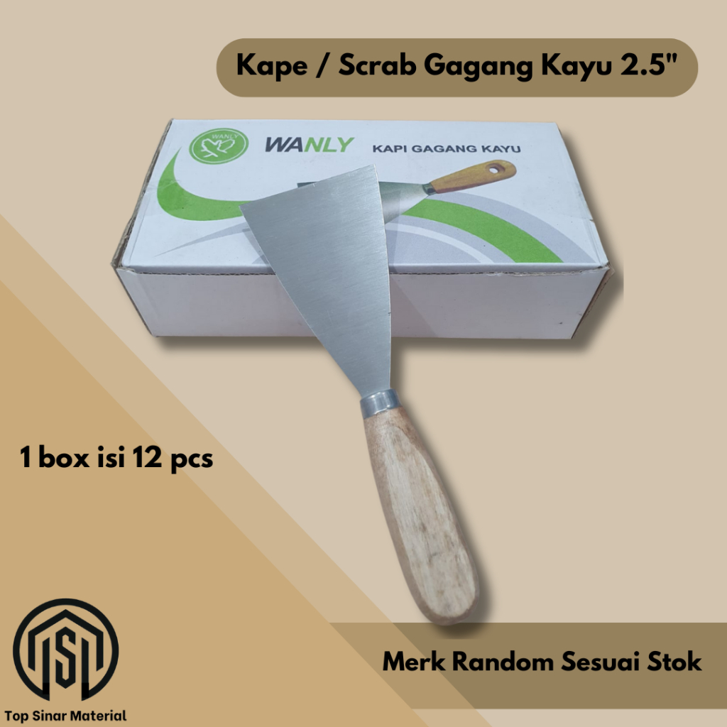 Jual 1 Lusin 12 PCS kape gagang kayu plat besi / scraper murah kape gg ...