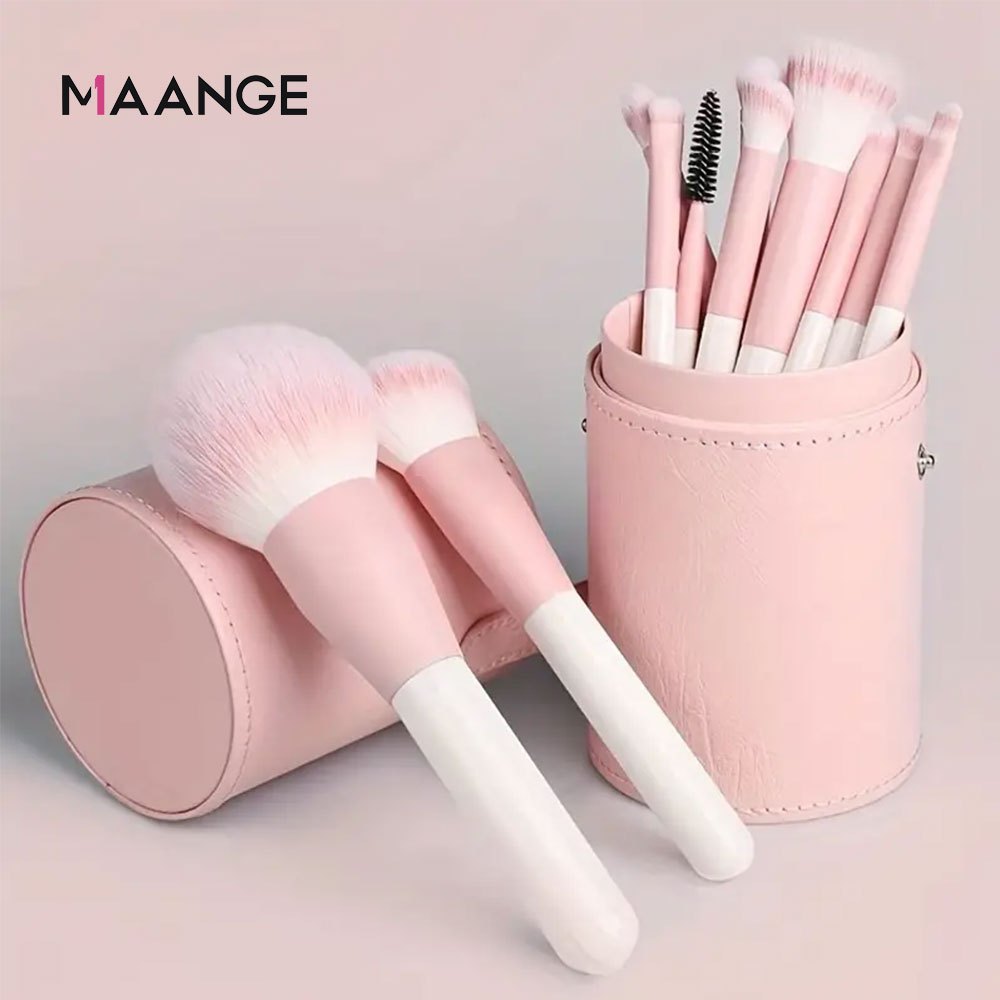 Jual MAANGE 12 pc Makeup Brush Storage Bucket, PU Leather Simple Brush ...