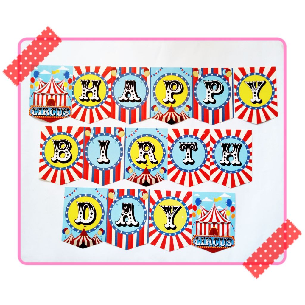 Jual banner flag bunting flag garland flag ulang tahun tema Circus ...
