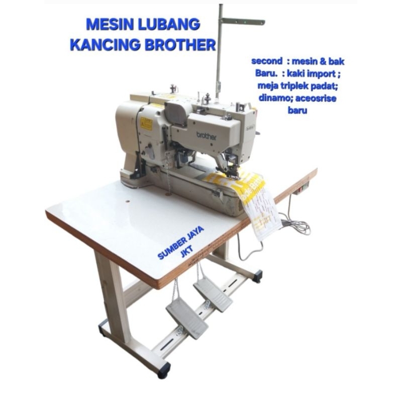 Jual mesin lubang kancing brother import second/kaki meja dinamo baru ...