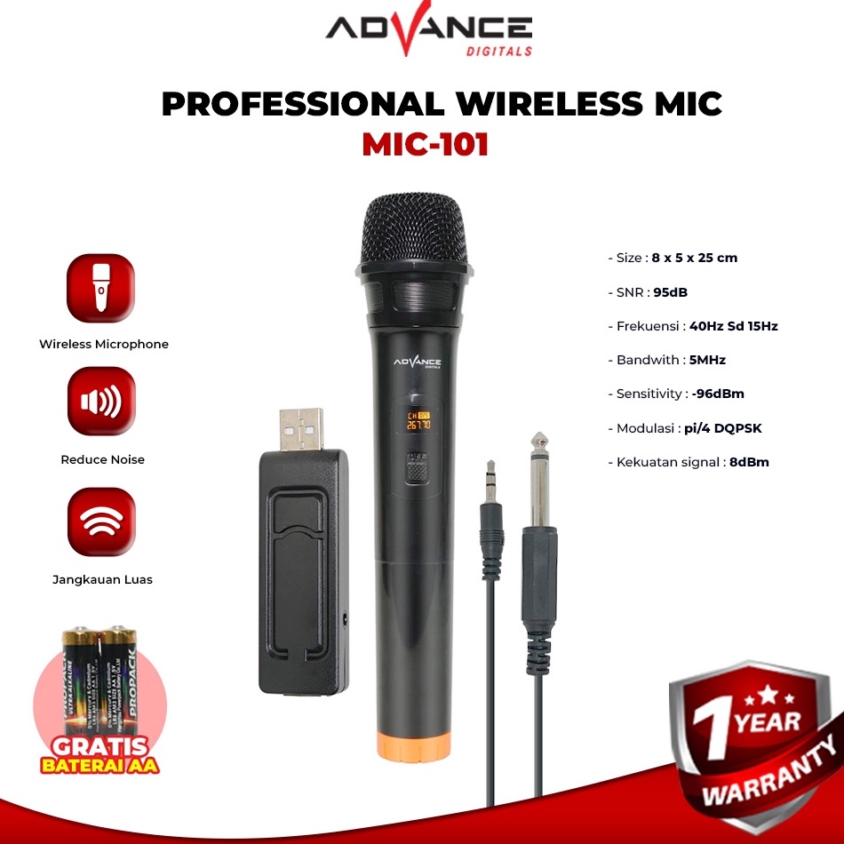 Jual Advance Professional Wireless Microphone Single Mikropon MIC11 ...