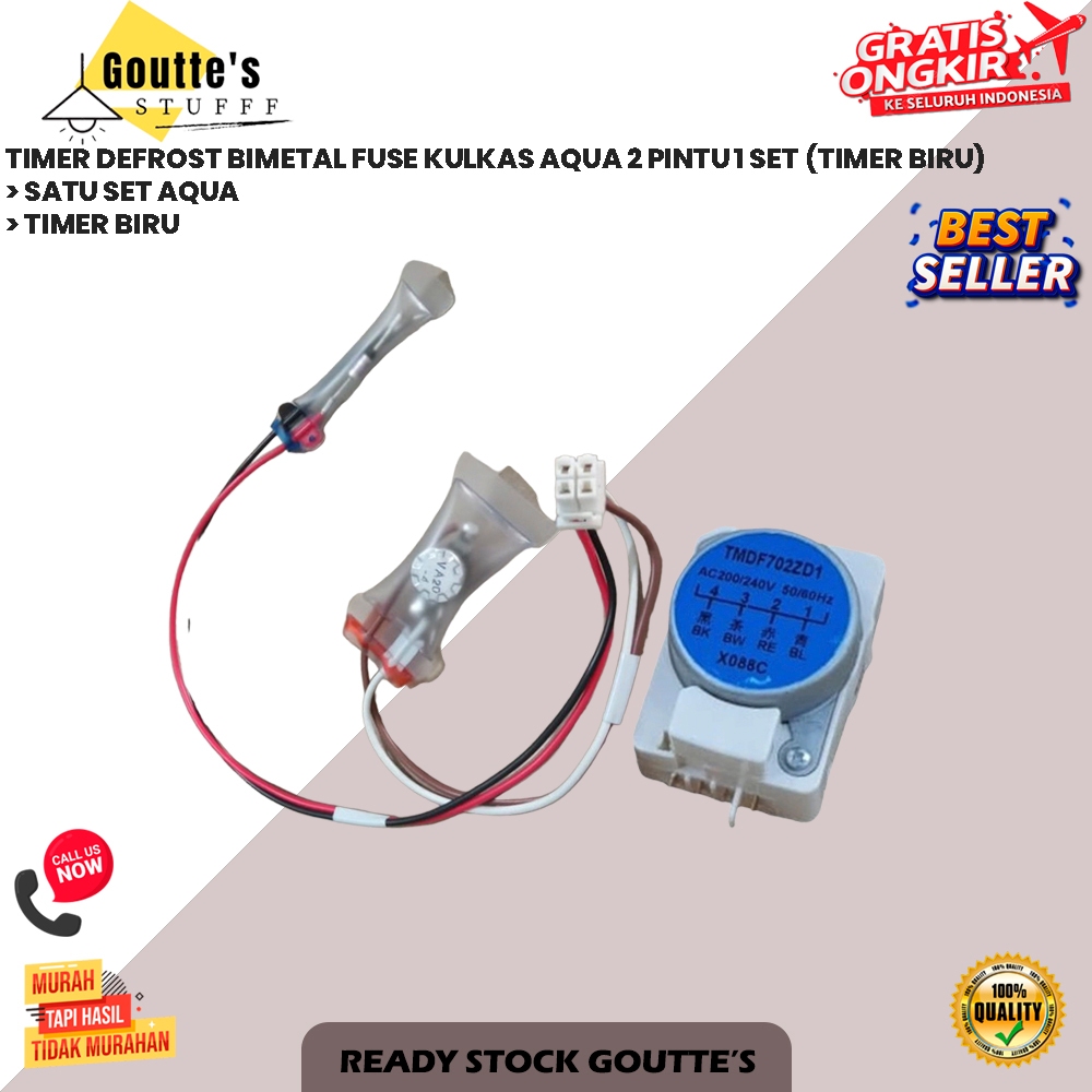 Jual TIMER DEFROST BIMETAL FUSE KULKAS AQUA 2 PINTU 1 SET (TIMER BIRU ...