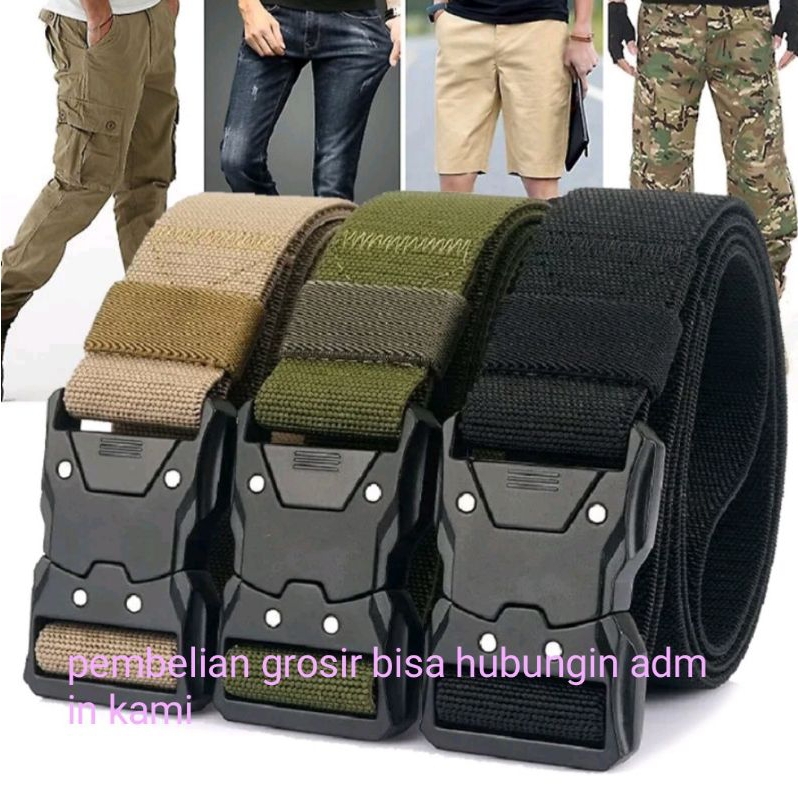 Jual gesper kanvas sabuk militer kepala besi kokoh kuat ikat pinggang ...