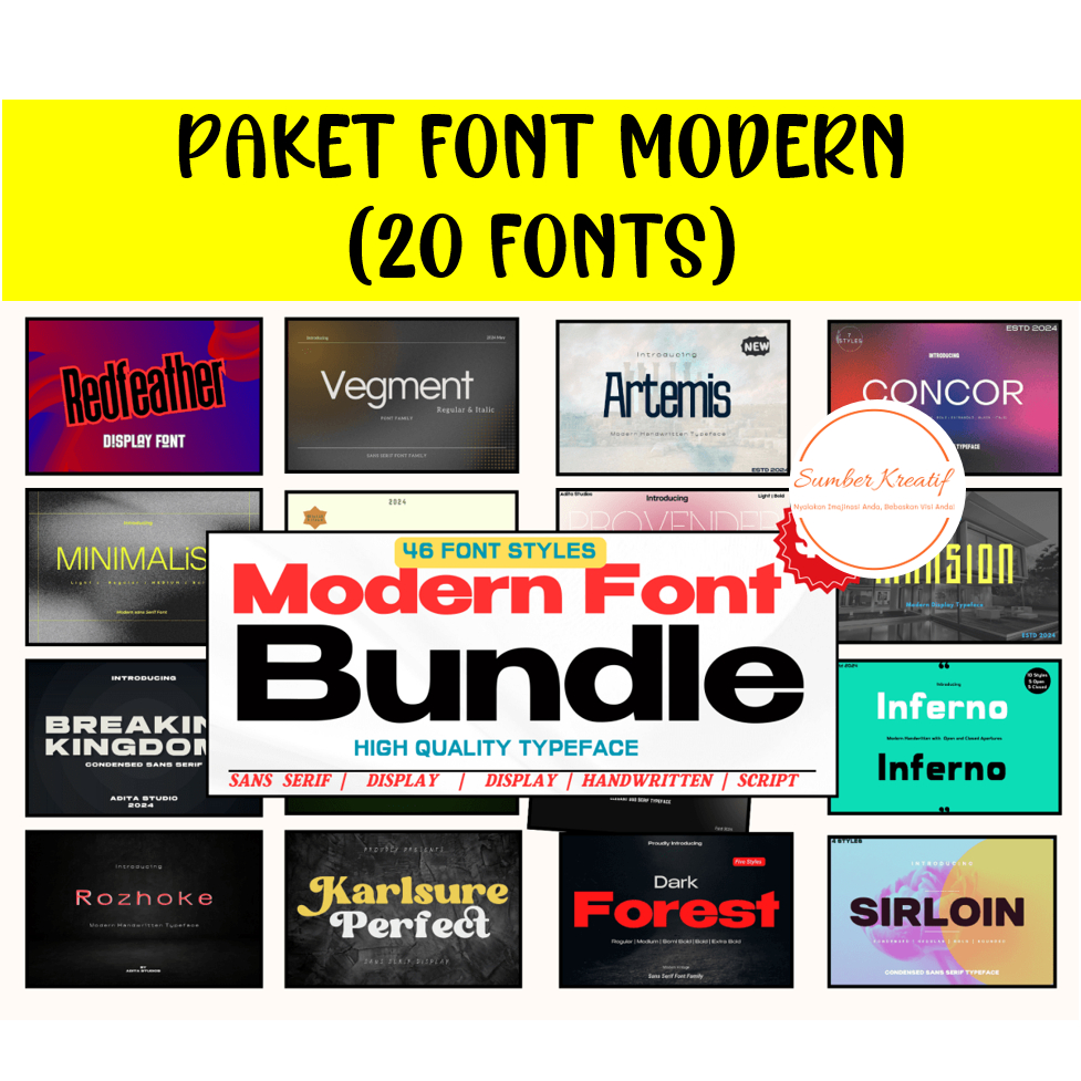 Jual Paket Font Modern (20 fonts) | Shopee Indonesia