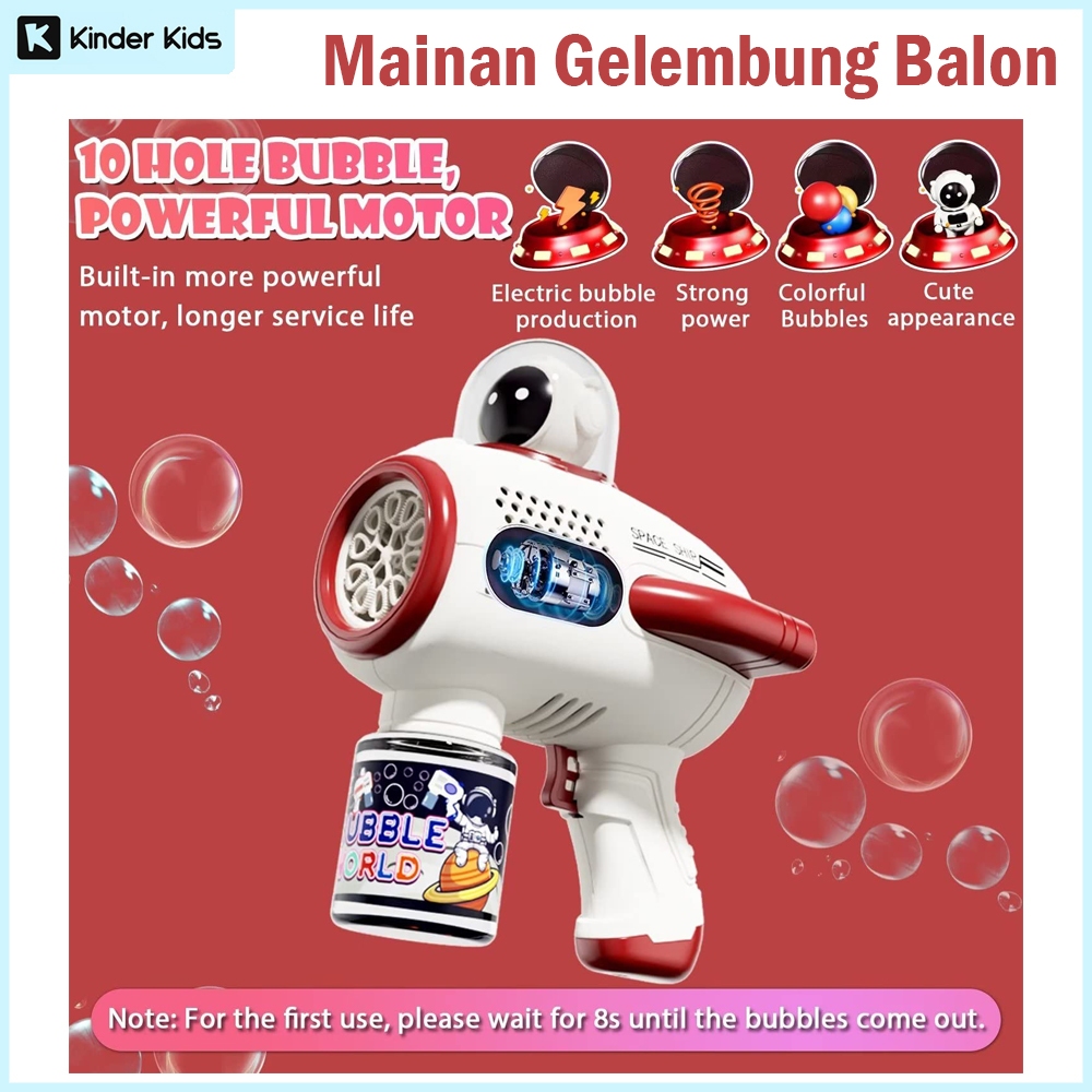Jual FUNBLE Mainan Pistol Gelembung Balon Bubble Gun Astronauts 10 Hole ...