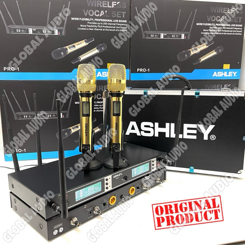 Jual Mic Wireless Ashley Pro 1 Glod Handheld Original Ashley Pro1 Free ...